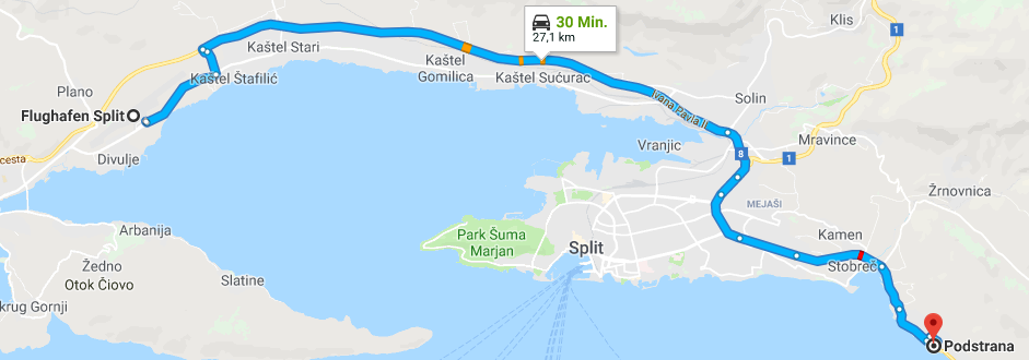 Mein Reiseführer durch Podstrana, Küste Dalmatiens, Kroatien.